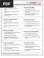 Exam Speaking: Talk About Yourself - Practice Cards | PDF