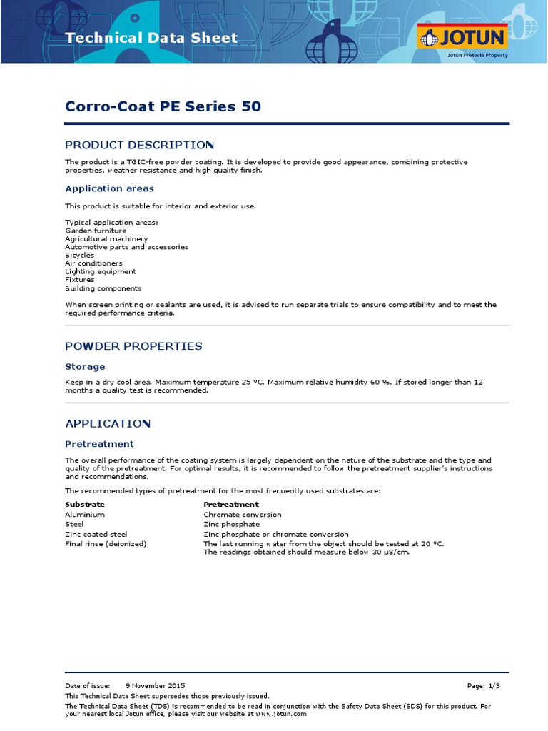 Corro-Coat PE Series 50: Technical Data Sheet | PDF | Materials | Industrial Processes