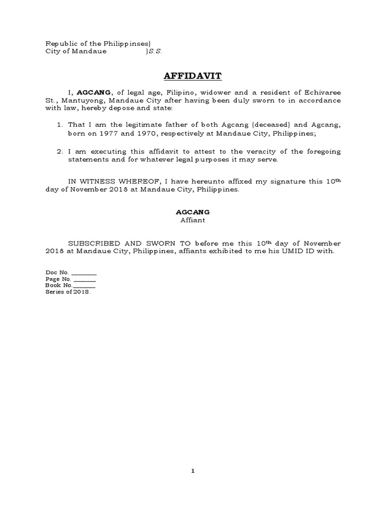 Affidavit of Acknowledgment | PDF