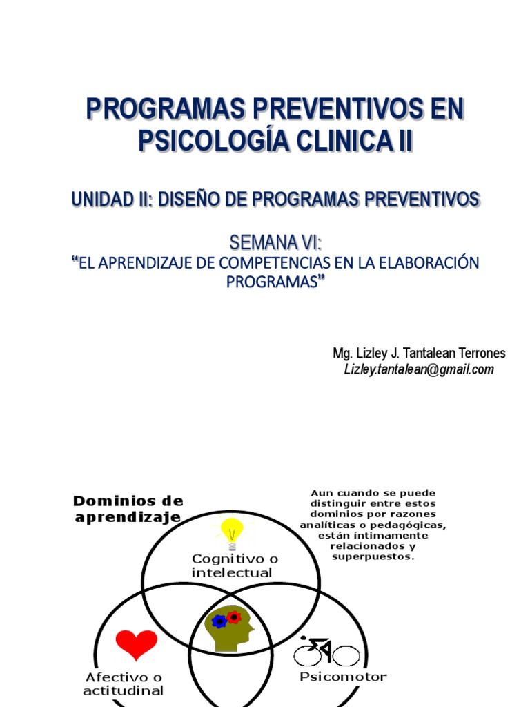 Programas Preventivos en Psicología Clínica | PDF | Neuropsicología | Aprendizaje
