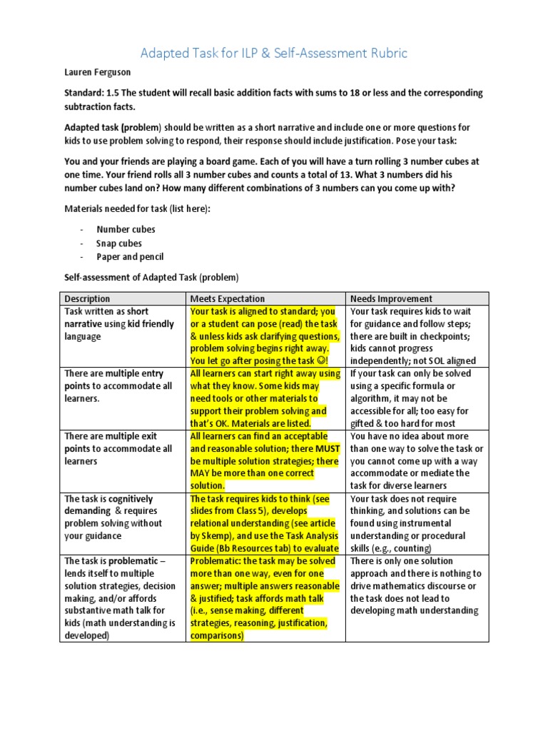 Adapted Task | PDF | Teaching Mathematics | Epistemology