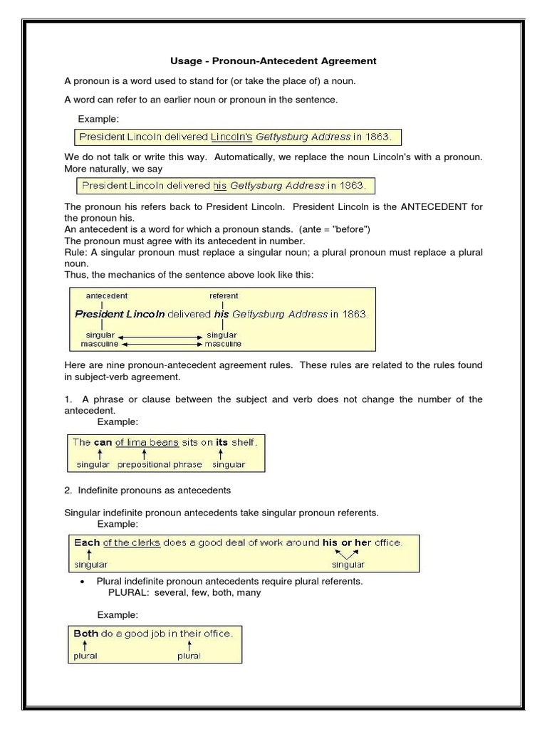 Pronoun-Antecedent Agreement: Nine Rules for Maintaining Consistency ...