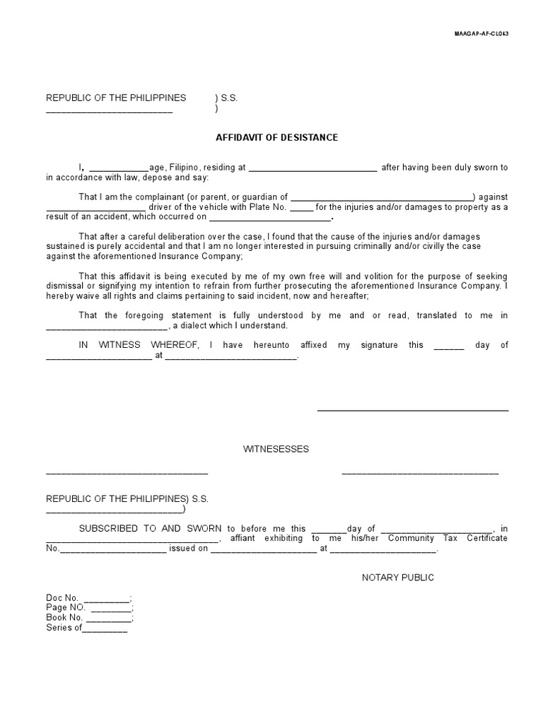 Affidavit of Desistance | PDF