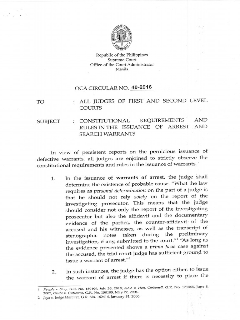 OCA Circular No. 40 2016 PDF | PDF