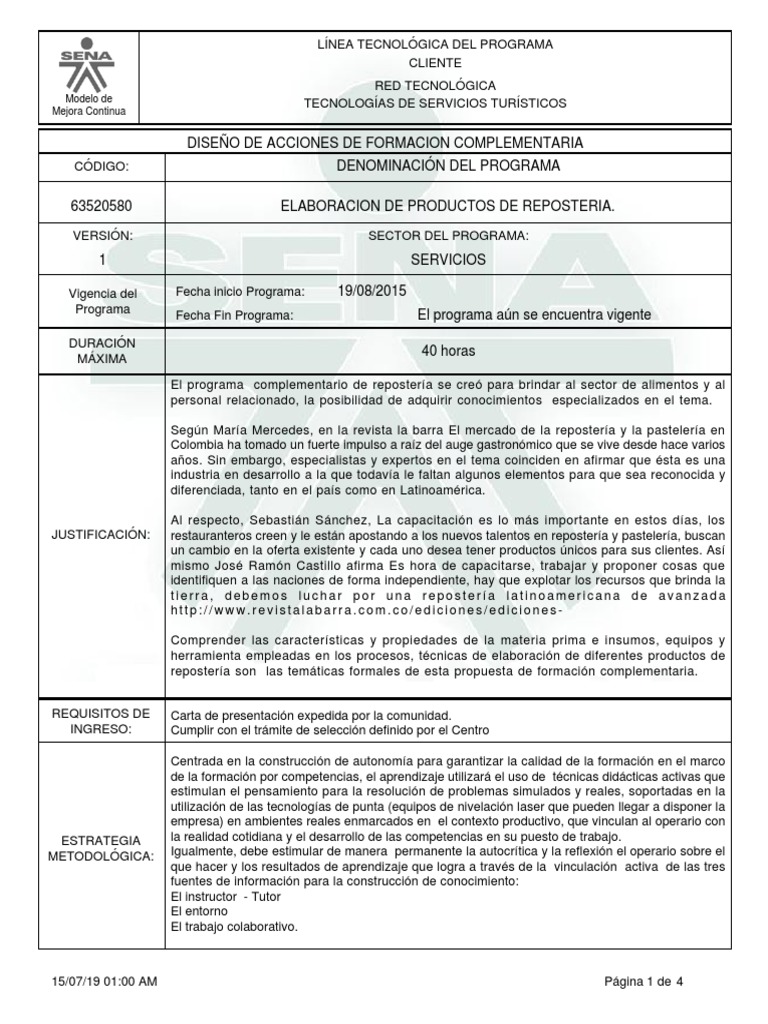 Informe Programa de Formación Complementaria | PDF | Calidad (comercial) | America latina