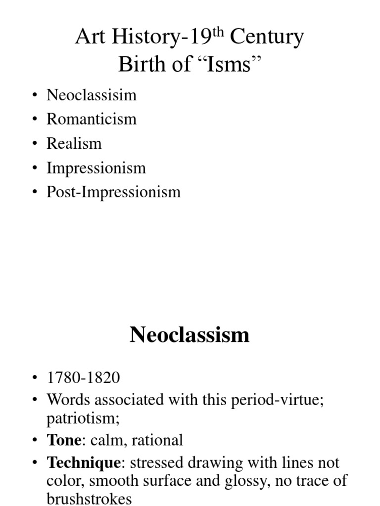 Art History-19 Century Birth of "Isms": - Neoclassisim - Romanticism ...