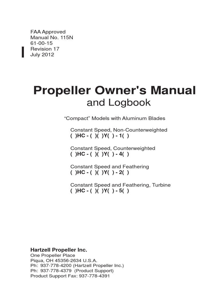115N Hartzell Propeller Manual PDF | PDF | Propeller | Federal Aviation ...