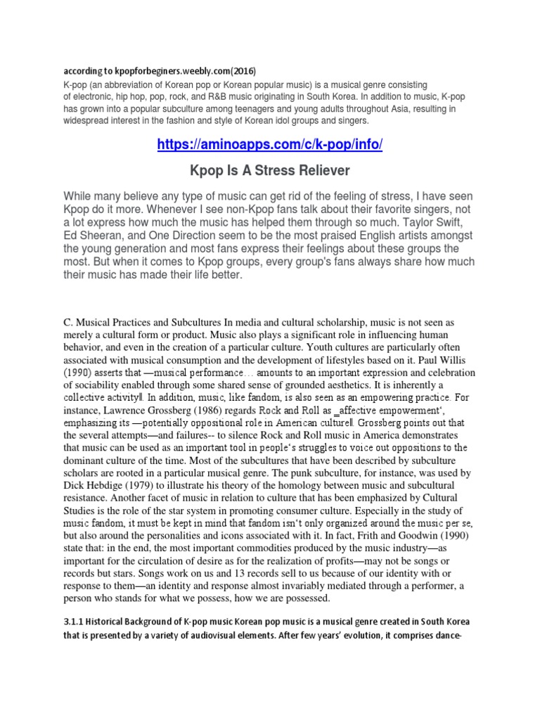 Kpop Is A Stress Reliever | PDF | Mass Media | Entertainment
