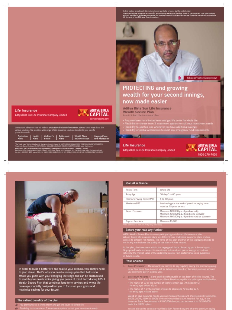 ABSLI Wealth Secure Plan Brochure | PDF | Insurance | Stocks