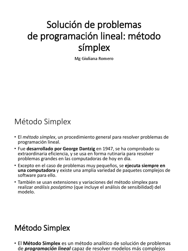 Método Simplex: Una solución eficiente para problemas de programación lineal | PDF ...