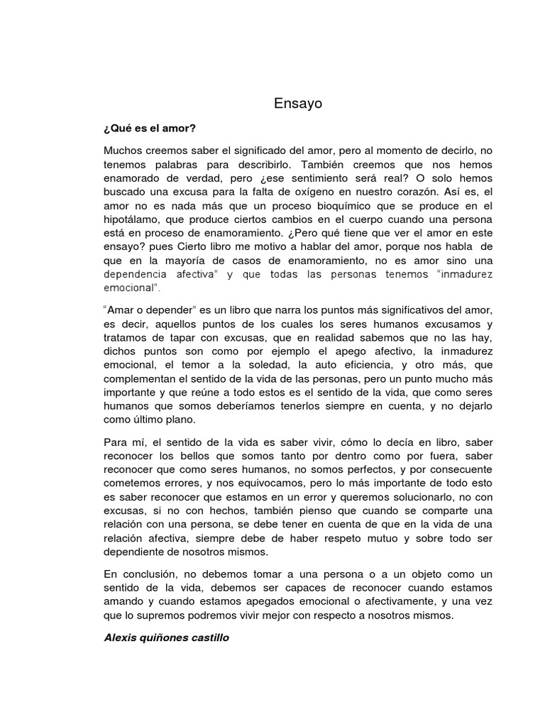 Ensayo de Universidad | PDF | Vida | Amor