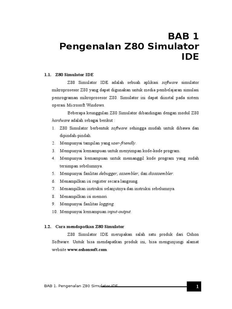 BAB 1 - Pengenalan Z80 Simulator IDE | PDF | Komputer