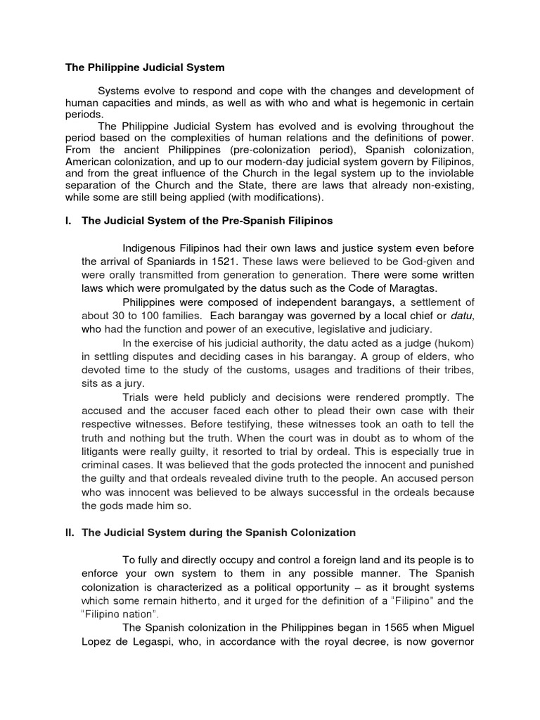 Evolution of the Philippine Judicial System | PDF | Judiciaries ...