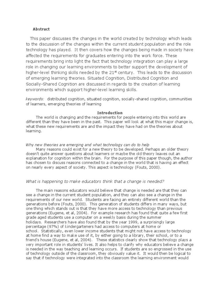 Theory and Role of Technology | PDF | Learning Theory (Education ...