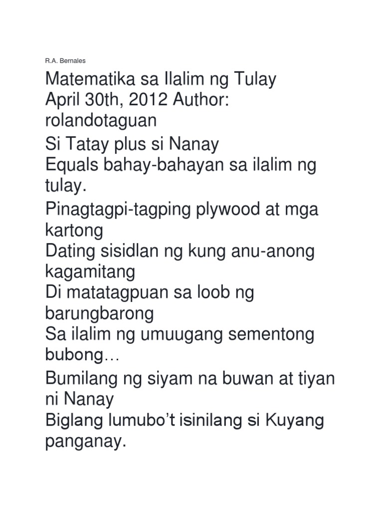 Matematika Sa Ilalim NG Tulay | PDF Matematika Sa Ilalim NG Tulay | PDF