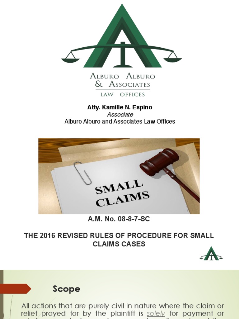 Revised Rules of Procedures For Small Claims Cases | PDF | Copyright ...