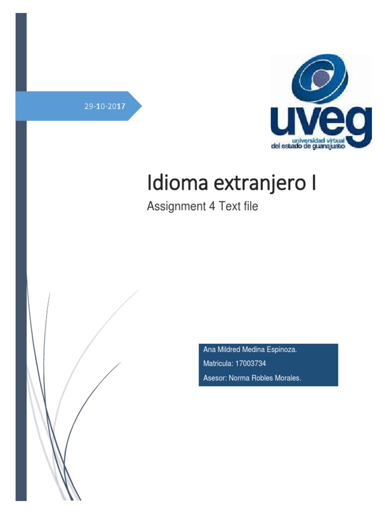 Idioma Extranjero I: Assignment 4 Text File | PDF