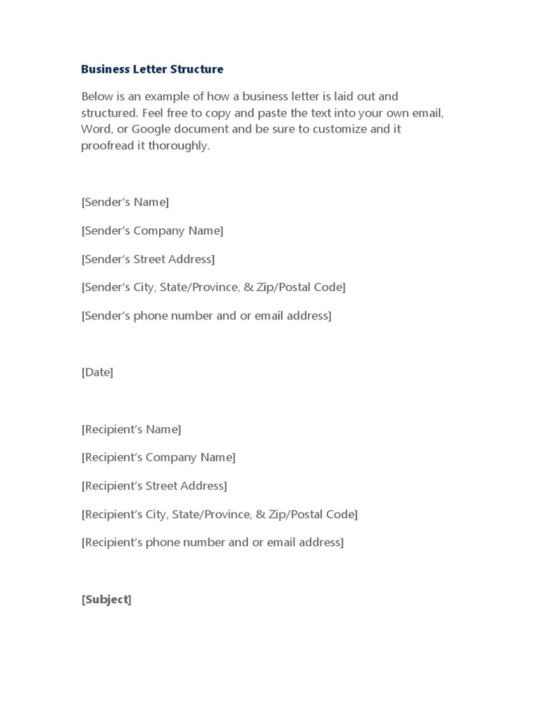Business Letter Structure | PDF