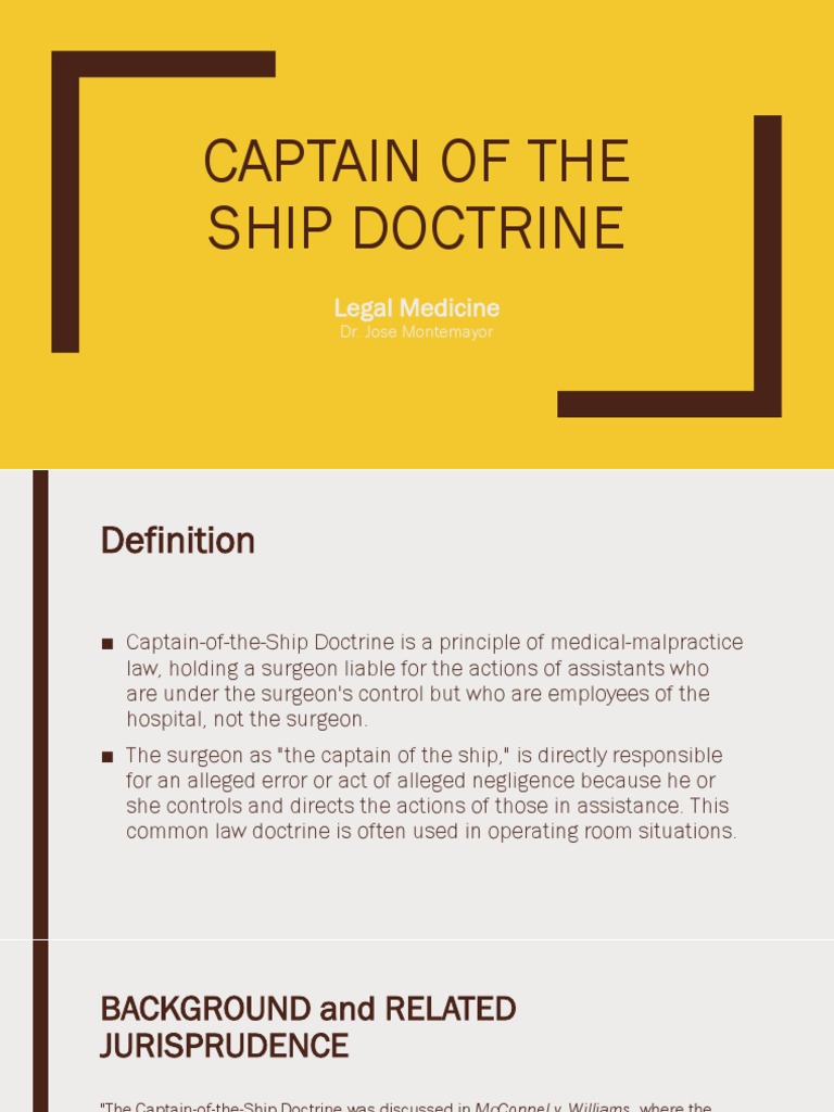 Captain of The Ship Doctrine | PDF | Surgery | Negligence