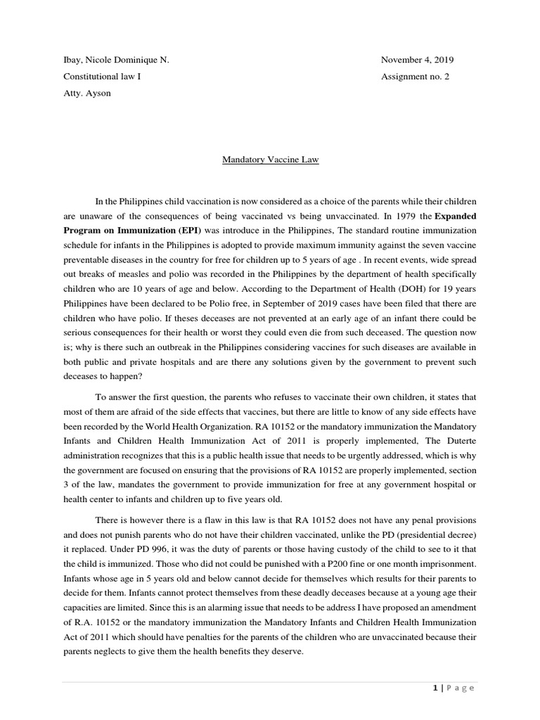 Program On Immunization (EPI) Was Introduce in The Philippines, The ...