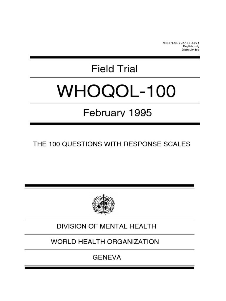 Whoqol 100 PDF | PDF | Psychological Concepts | Psychology