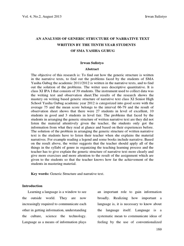 An Analysis of Generic Structure of Narrative Text | PDF | Narrative ...