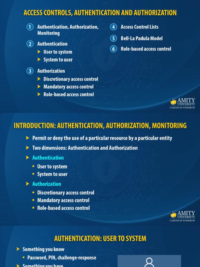 Access Controls, Authentication and Authorization | PDF