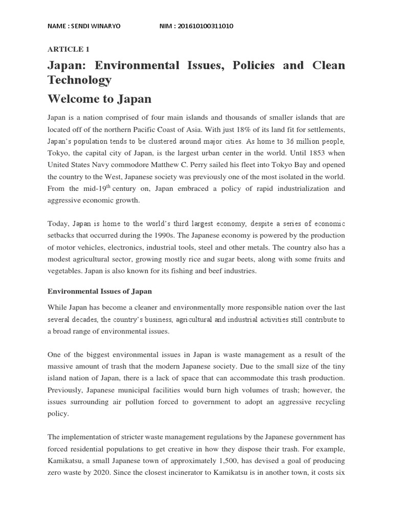 Japan: Environmental Issues, Policies and Clean Technology Welcome To ...