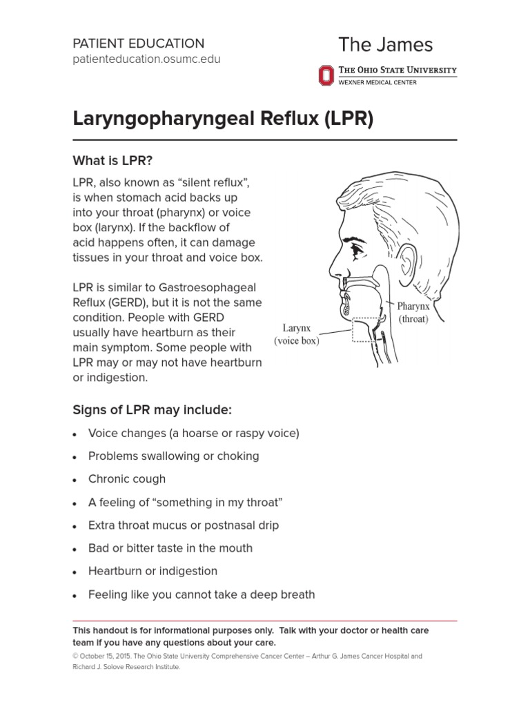 Laryngopharyngeal Refl Ux (LPR) | PDF | Gastroesophageal Reflux Disease ...