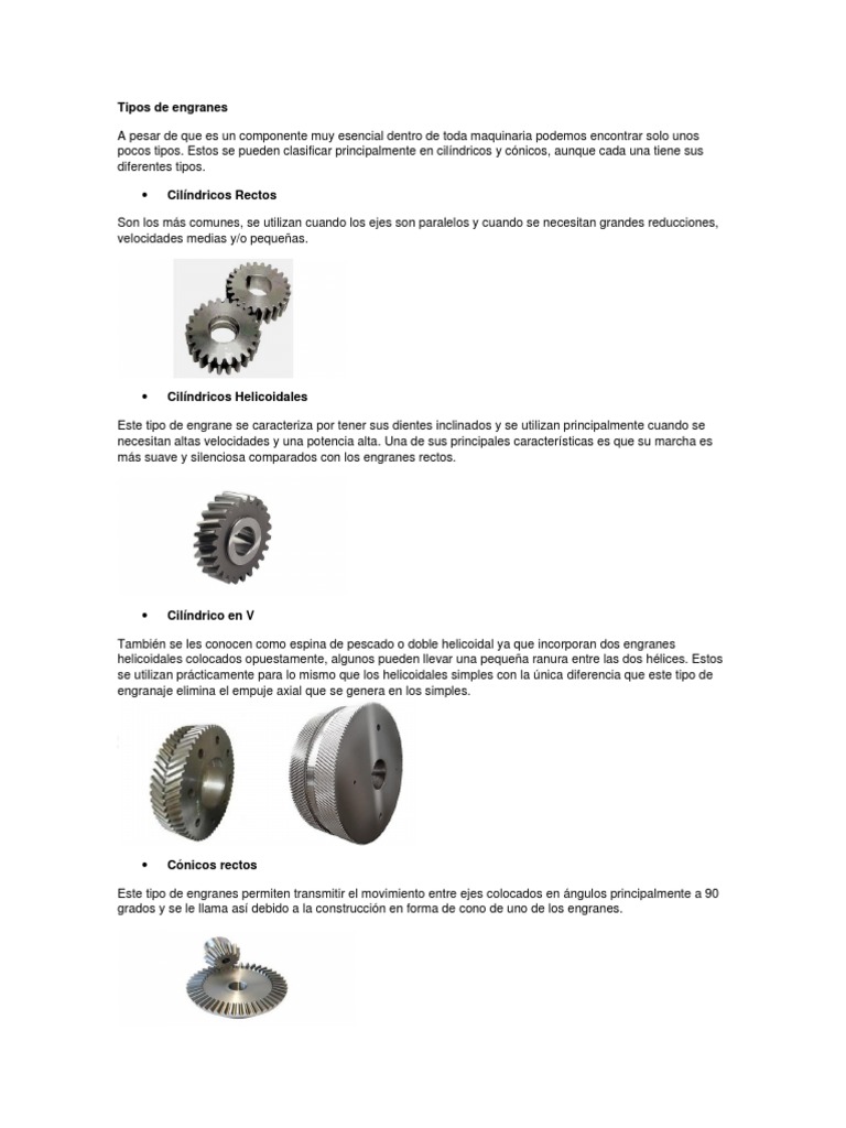 Tipos de Engranes | PDF | Engranaje | Ingeniería mecánica