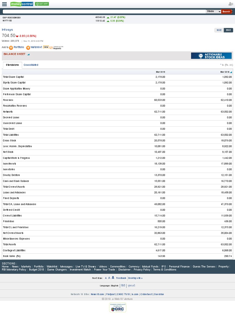 Infosys Financial Balance Sheet Analysis PDF | PDF | Balance Sheet | Money