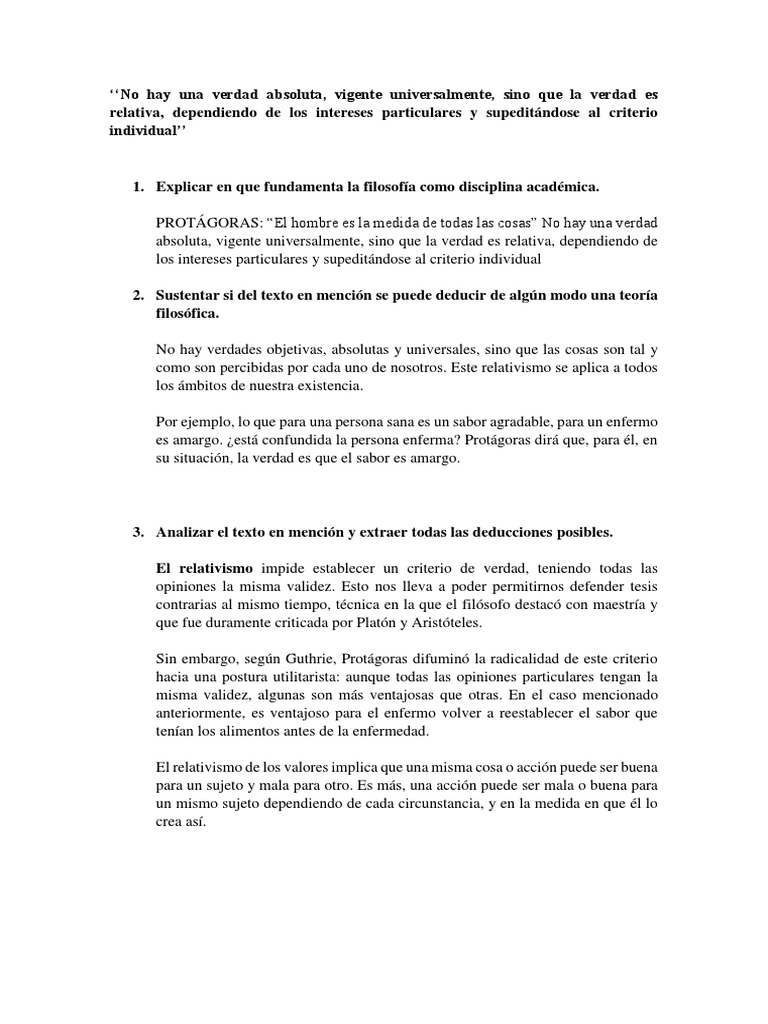 La Relatividad de la Verdad en Filosofía | PDF | Relativismo | Verdad