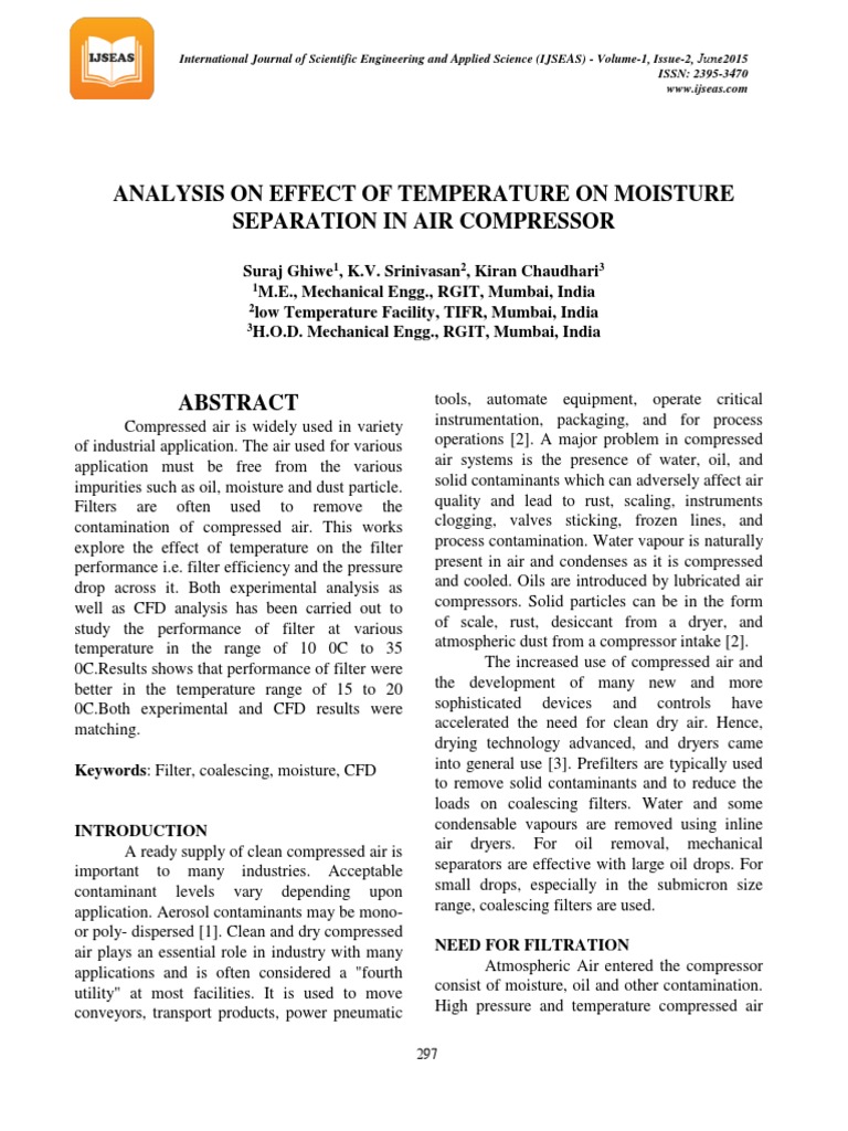 Effect of Temperature On Moisture Separation | PDF | Filtration ...