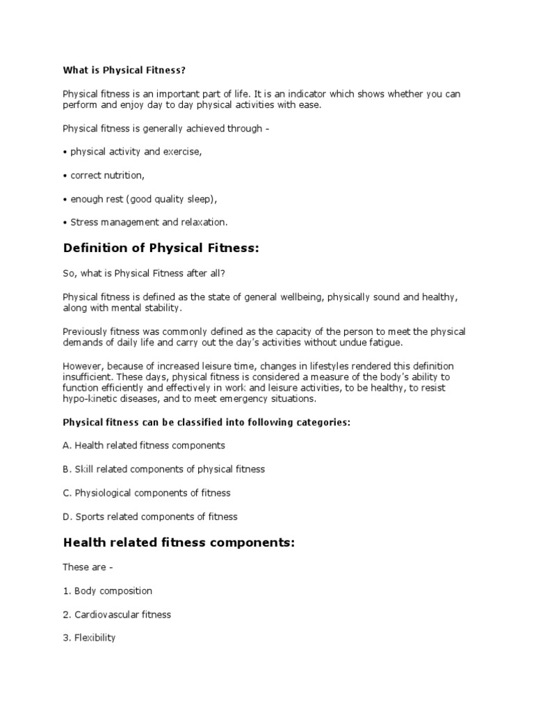 Definition of Physical Fitness | PDF