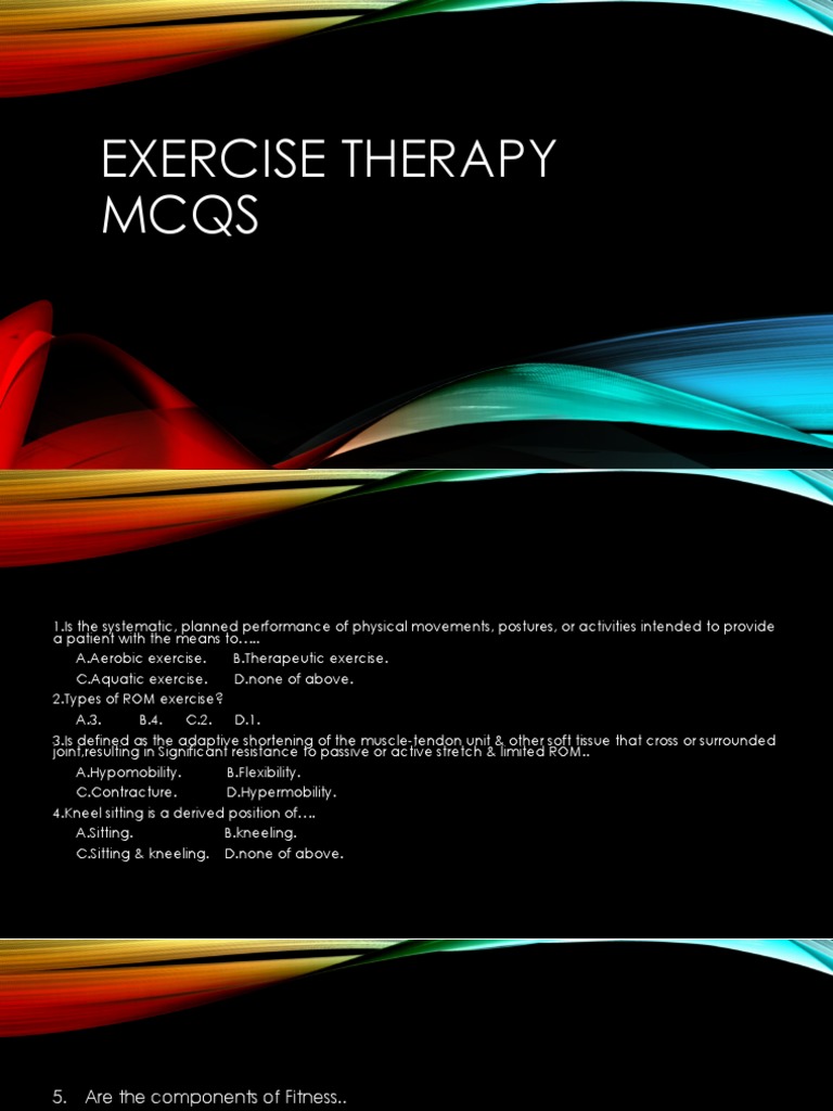 Exercise Therapy Mcqs | PDF | Anatomical Terms Of Motion | Pelvis