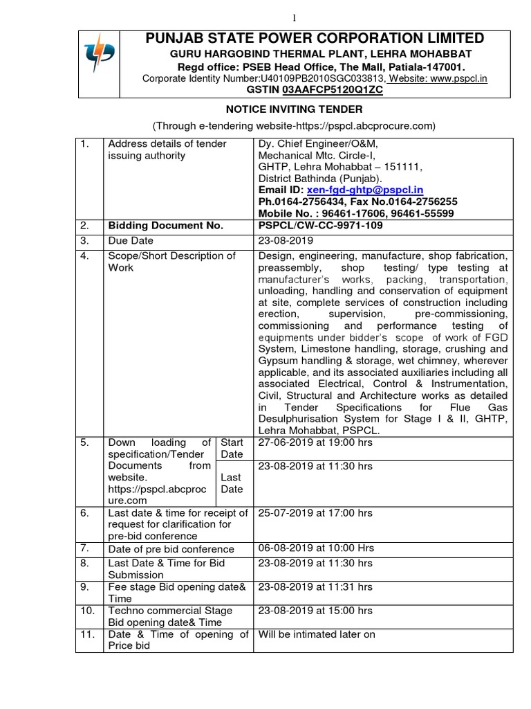Punjab State Power Corporation Limited: Corporate Identity Number ...