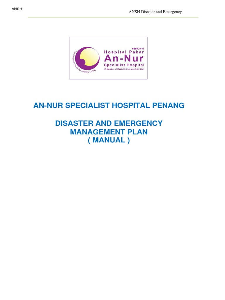 ANSH Hospital Disaster Management Plan | PDF | Emergency Department ...