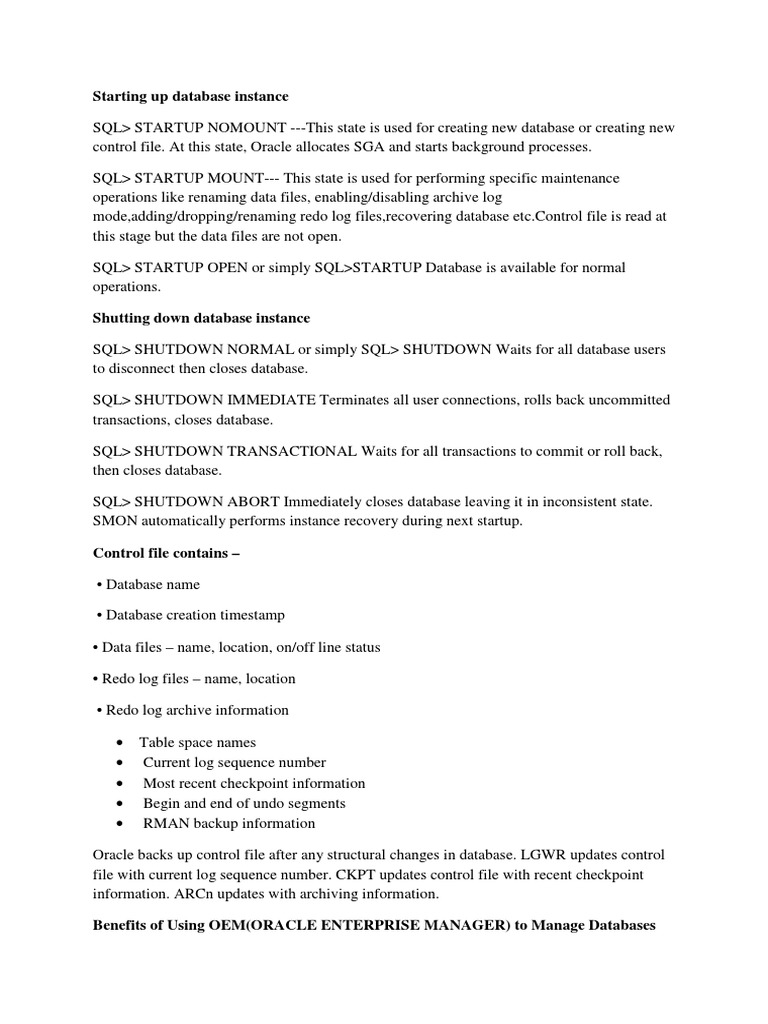 Starting Up Database Instance | PDF | Databases | Database Index