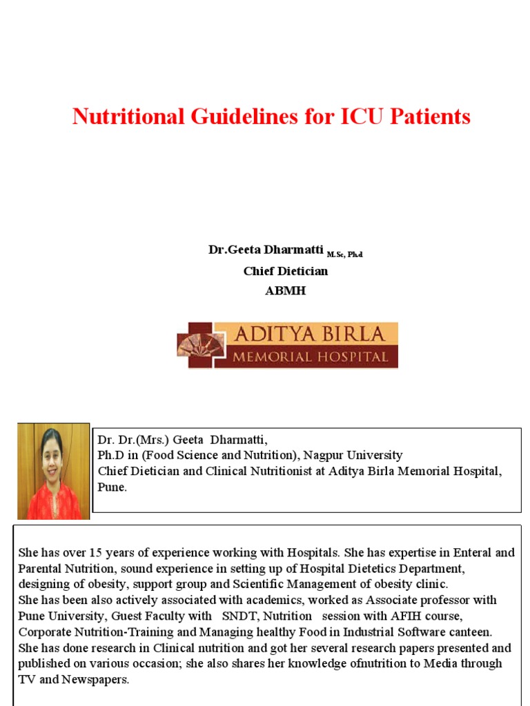 Nutritional Guidelines For Icu Patients | PDF | Dietitian | Nutrition