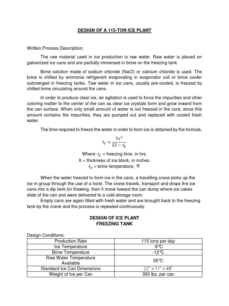 115-Ton Ice Plant Design Overview | PDF | Ice | Freezing