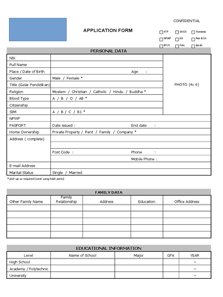 Application Form: Personal Data | PDF | Business