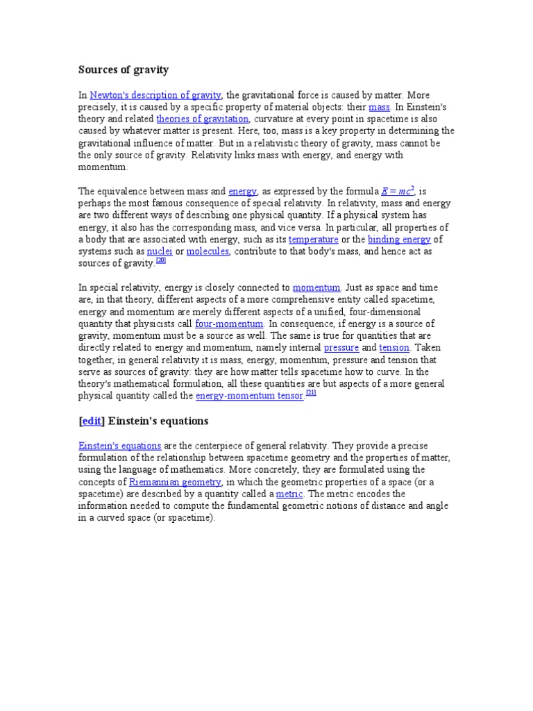 Sources of Gravity | PDF | General Relativity | Gravitational Wave