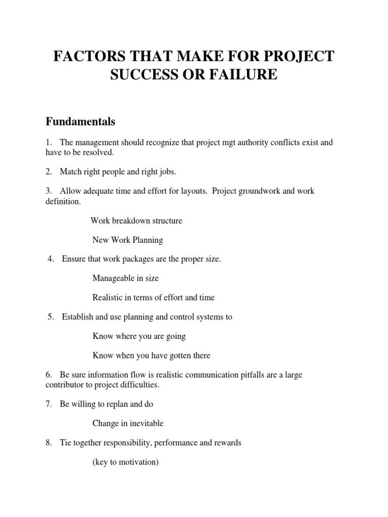 Factors That Make For Project Success or Failure | PDF | Consensus ...