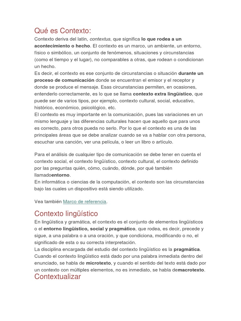Definición y Tipos de Contexto | PDF | Artes del Lenguaje y Comunicación