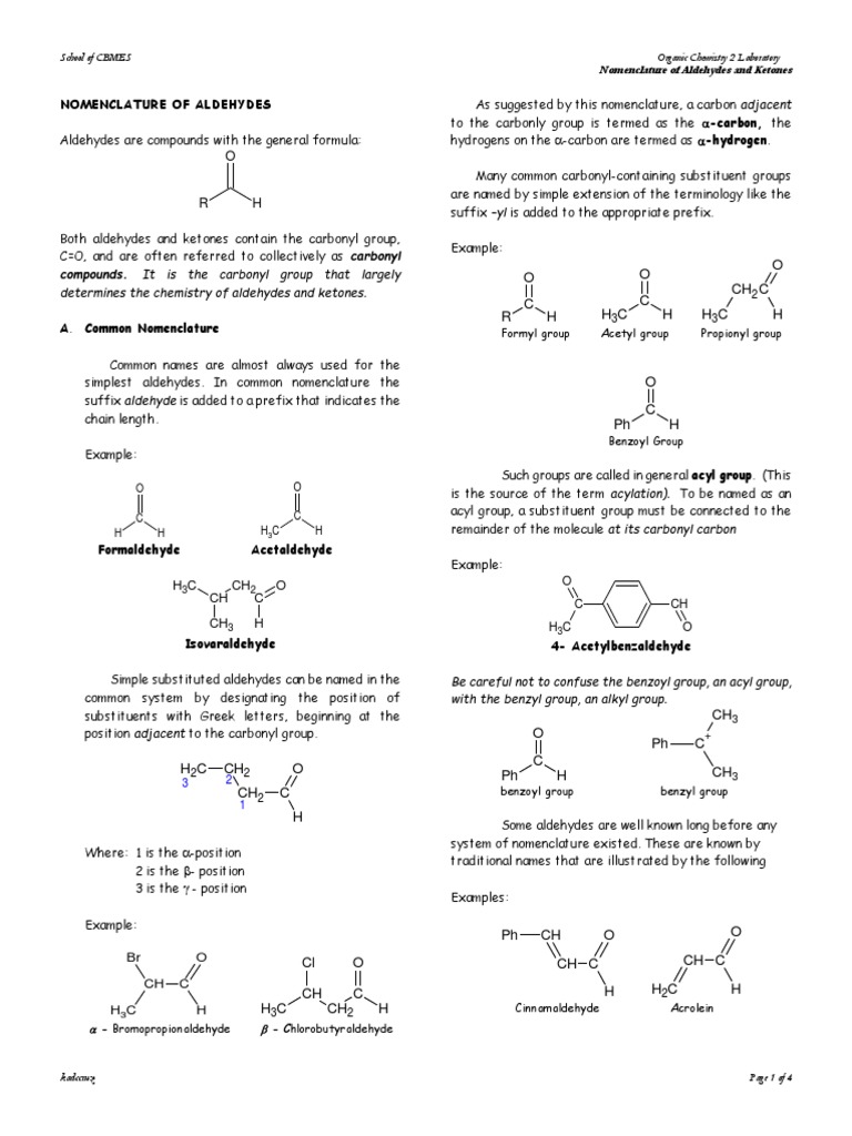 Nomenclature Aldehydes and Ketones | PDF | Ketone | Aldehyde