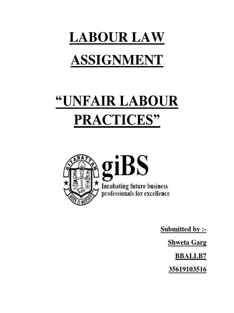 Shweta's Assignment Labour Law | PDF | Unfair Labor Practice | Labor