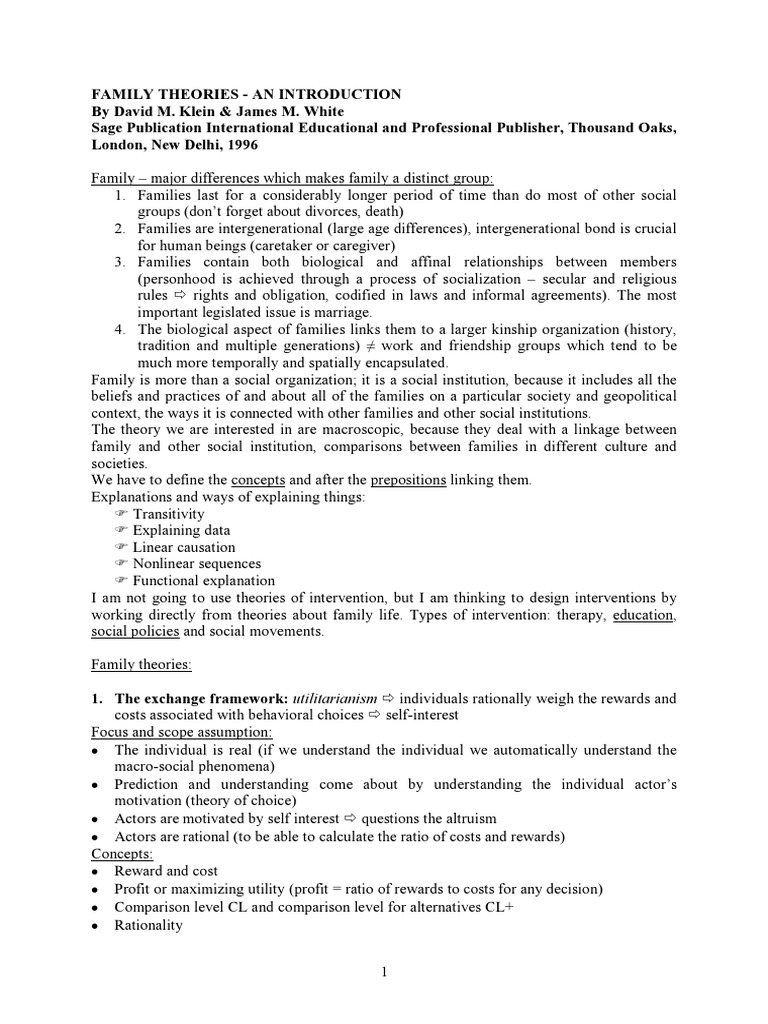 An Introduction to Major Family Theories: A Summary and Analysis of ...