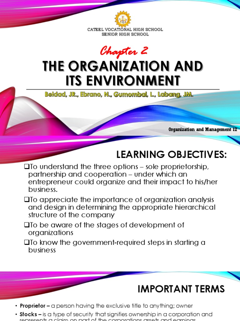 Organization and Its Environment | PDF | Partnership | Sole Proprietorship