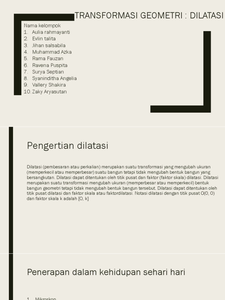 Transformasi Geometri: Dilatasi | PDF | Metode & Bahan Ajar