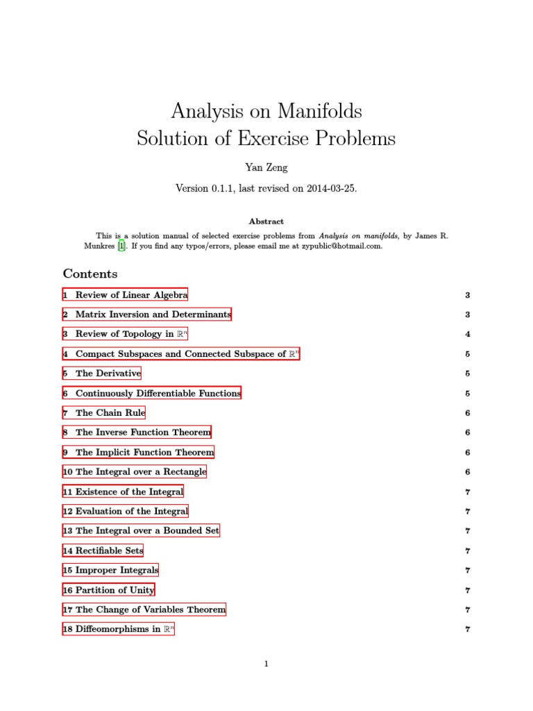 Solutions Manual for Analysis on Manifolds: Exercises Solved from ...